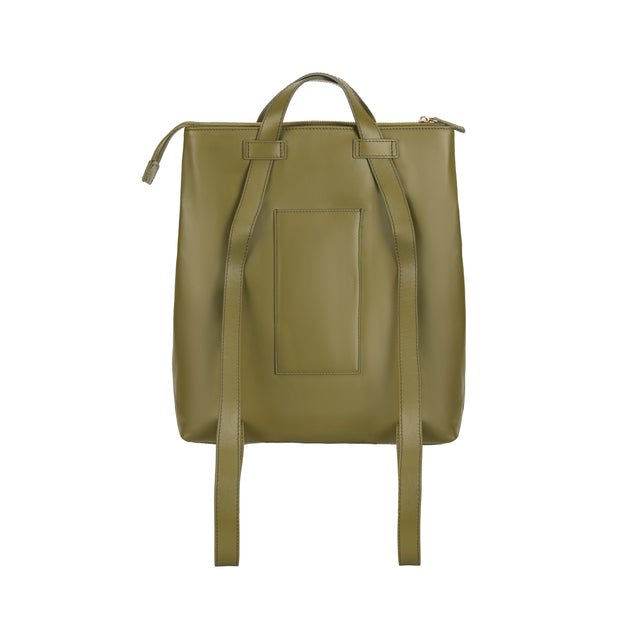 KREYA AURORA Backpack Tote Bag in Green Lambskin Leather